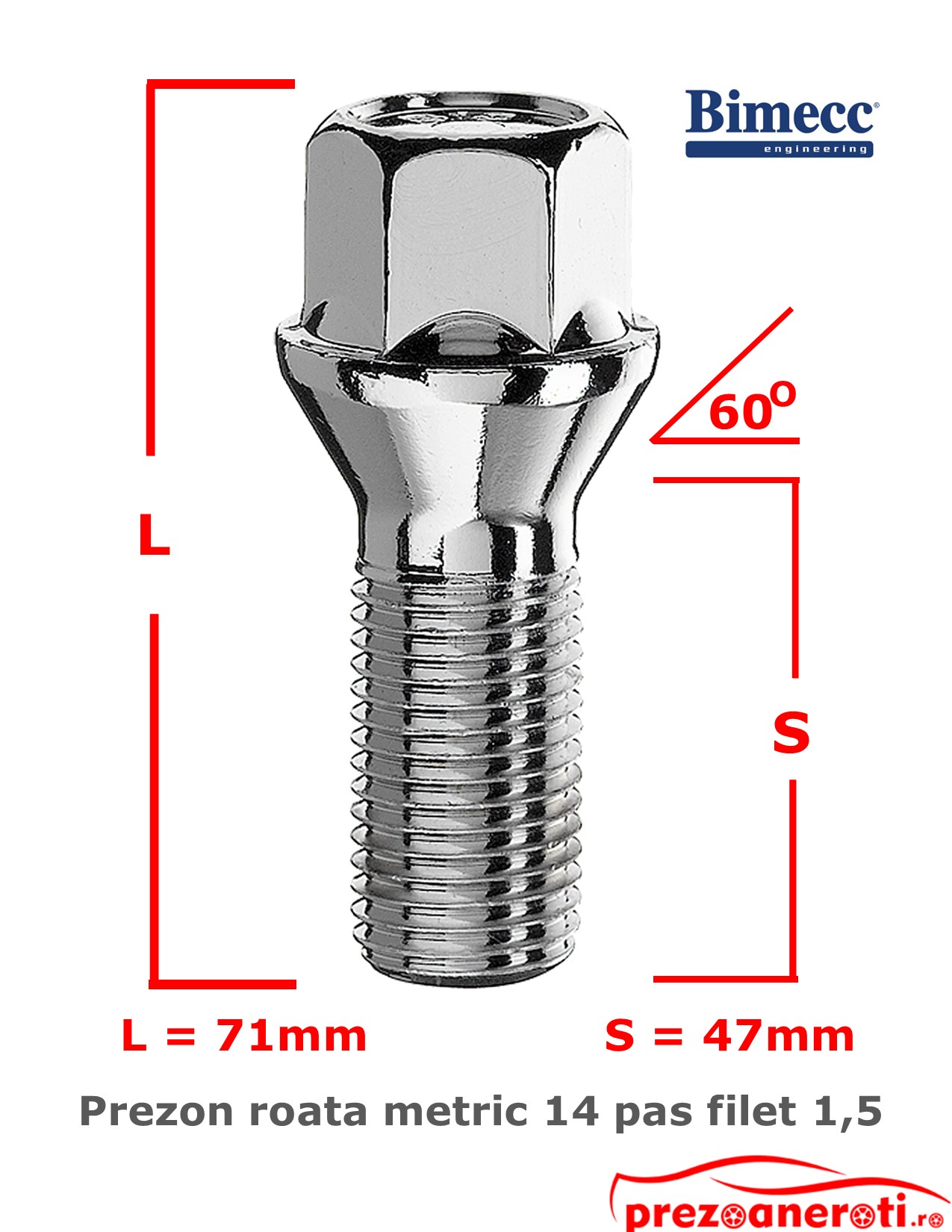 PREZON ROATA METRIC 14 PAS FILET 1,5 47MM CONIC – COD P141547C ...